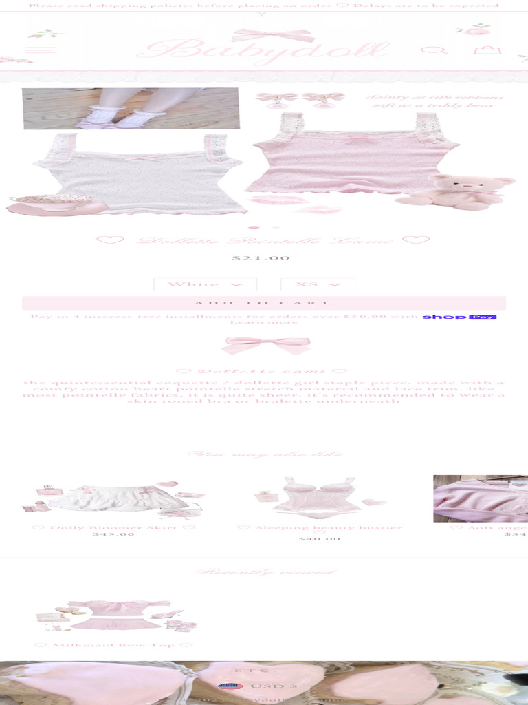 Dollette Pointelle Cami - Babydoll Boutique | PDF
