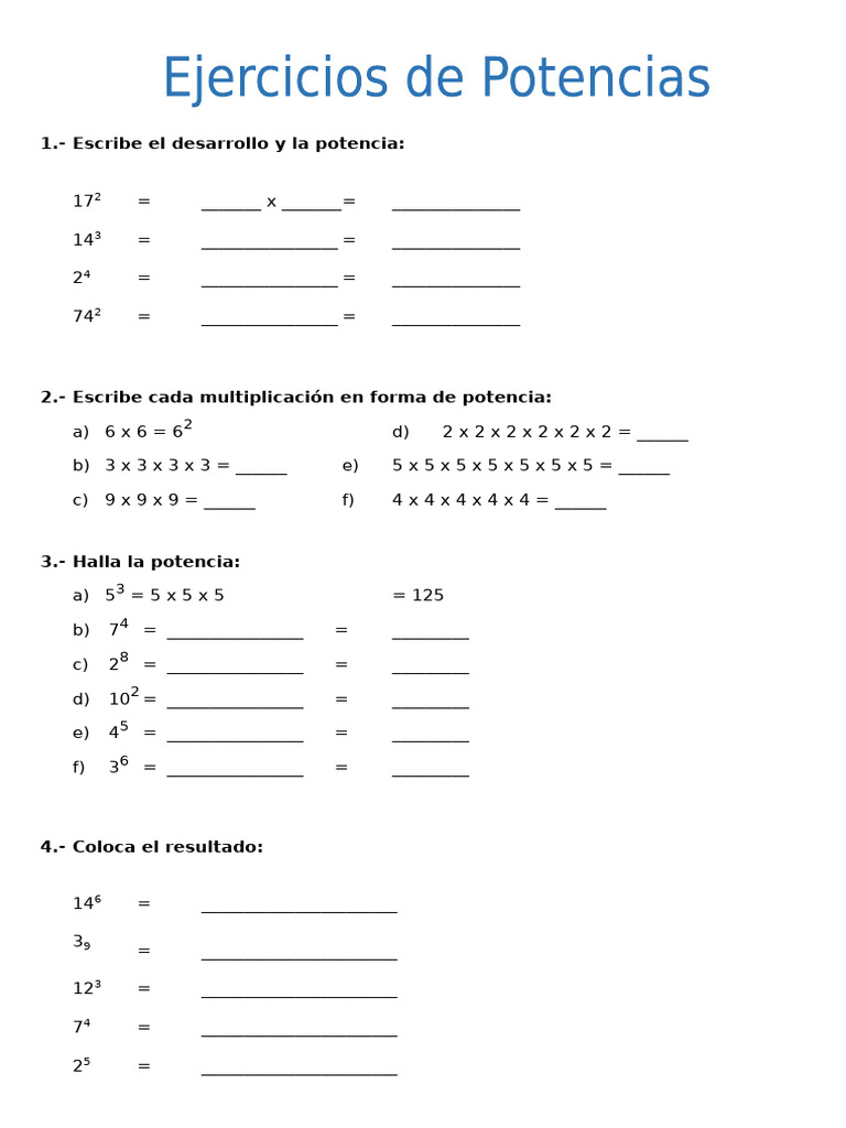 Potenciación - 3 - Ejercicios | PDF | Teaching Methods & Materials | Computers