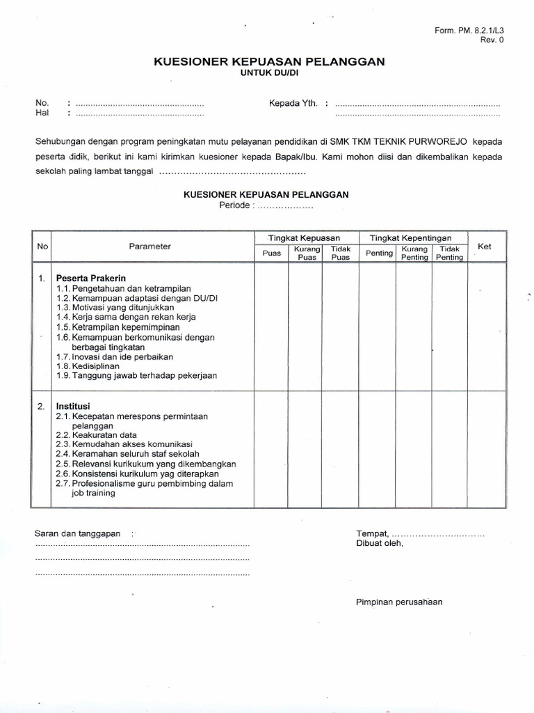 Surat Kepuasan Pelanggan | PDF