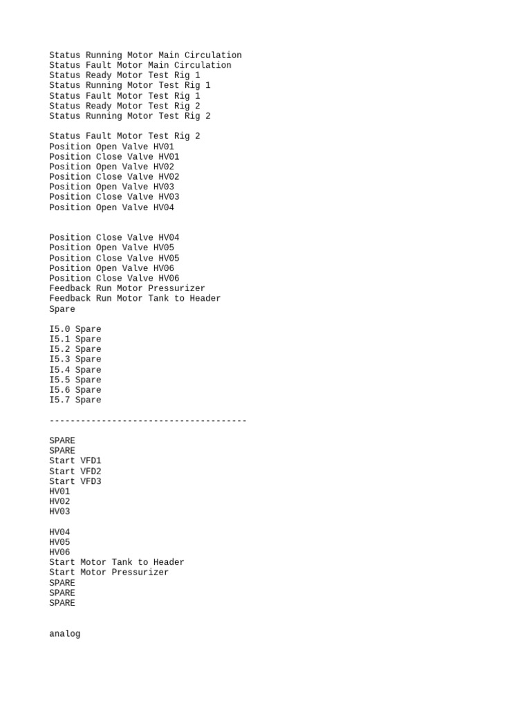 Motor and Valve Status Overview | PDF