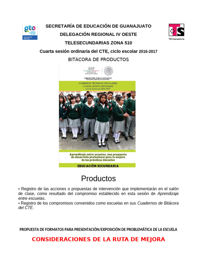 BITACORA - PRODUCTOS - 4a CTE | PDF | Enseñando | Maestros