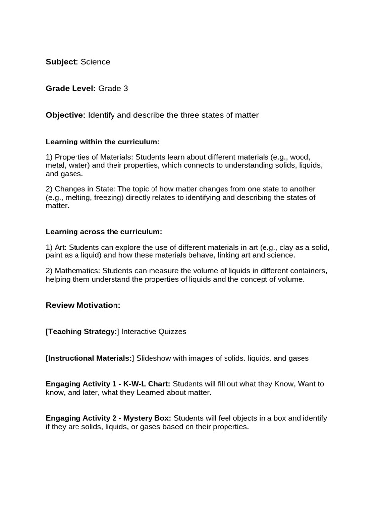 lesson_plan | PDF | Liquids | Gases