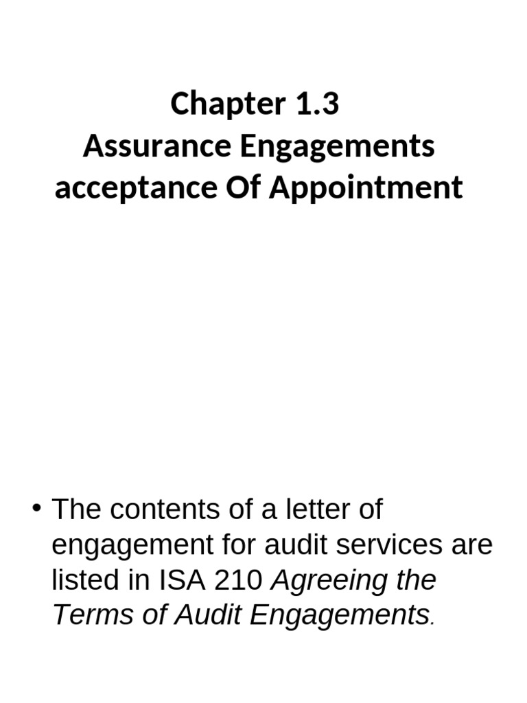 Assurance Engagements: Acceptance Guide | PDF | Audit | Financial Statement