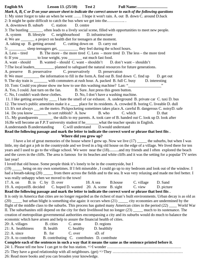 English 9A Lesson 13 | PDF | Adolescence | Dieting