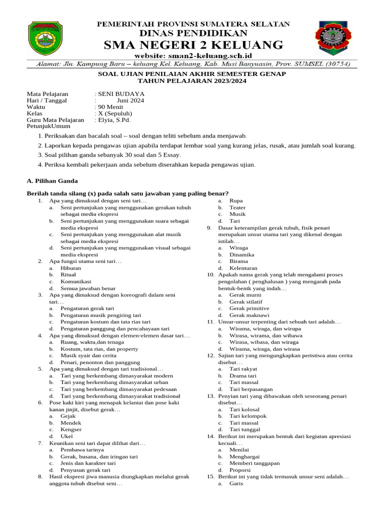 Genap-Soal SBK - X | PDF