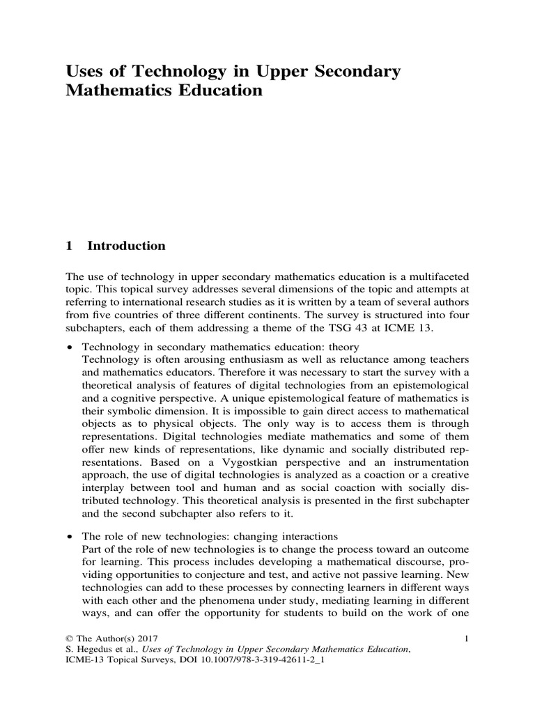Uses of Technology in Upper Secondary Mathematics | PDF | Learning ...