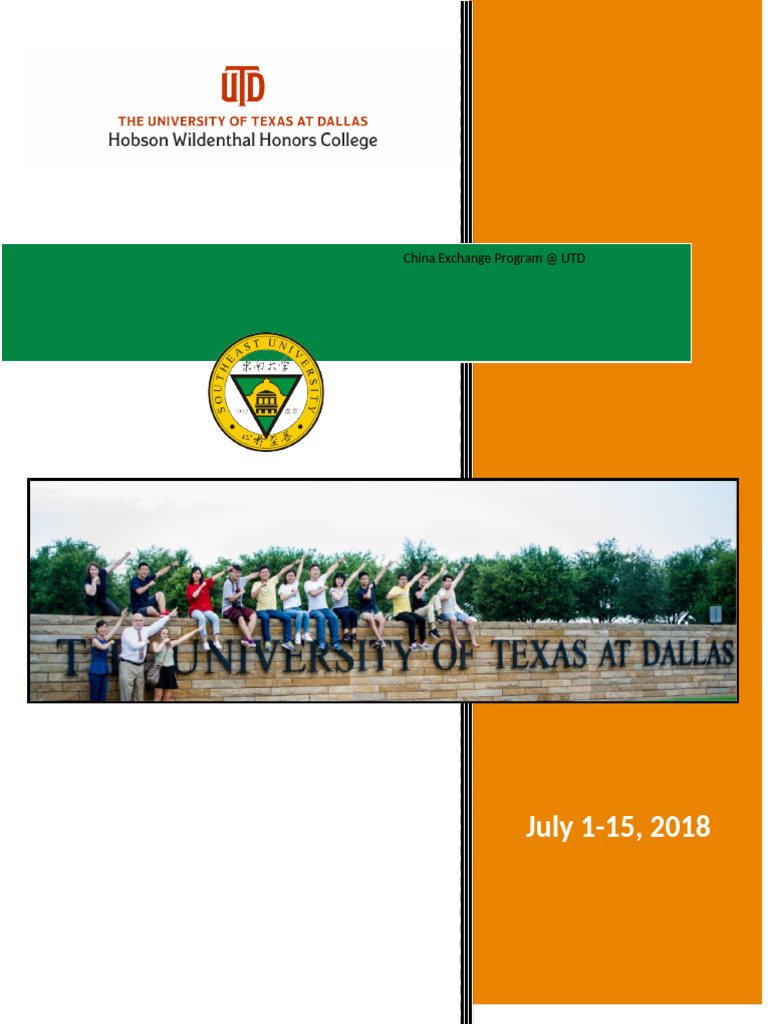 July 1-15, 2018: China Exchange Program at UTD | PDF