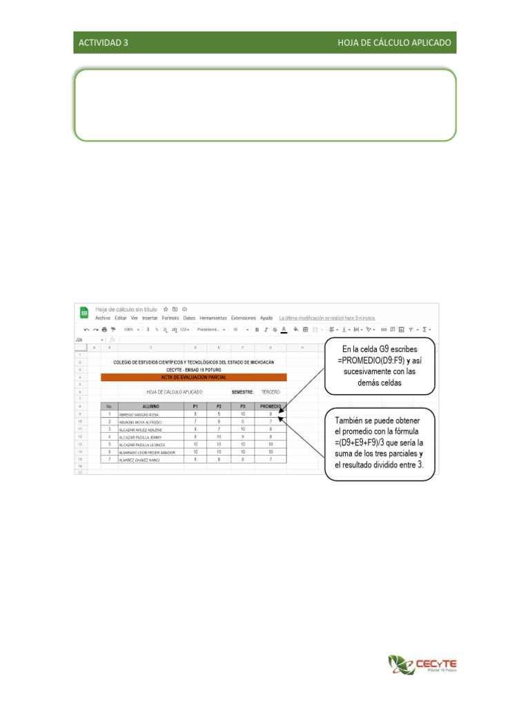 Act3 - HOJA DE CALCULO | PDF