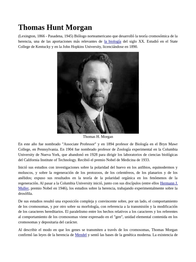 Thomas Hunt Morgan | PDF | Ciencias de la vida | Biología