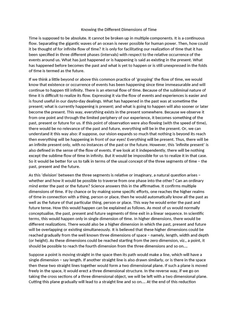 Understanding Time's Dimensions | PDF | Dimension | Time