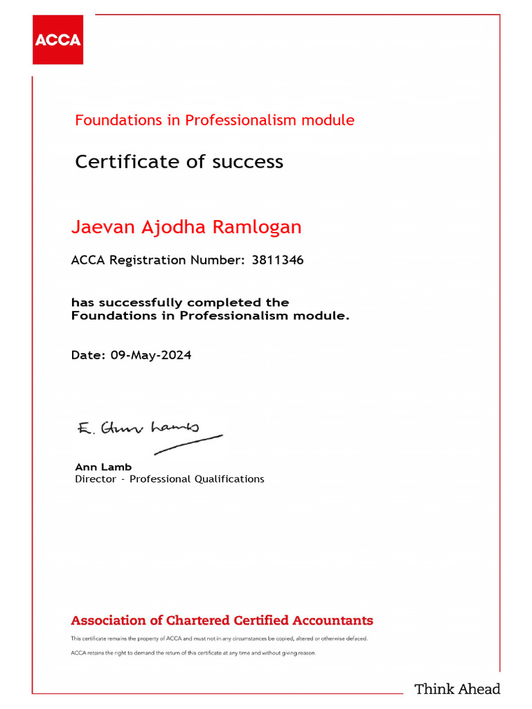 Acca Fip Certificate | PDF