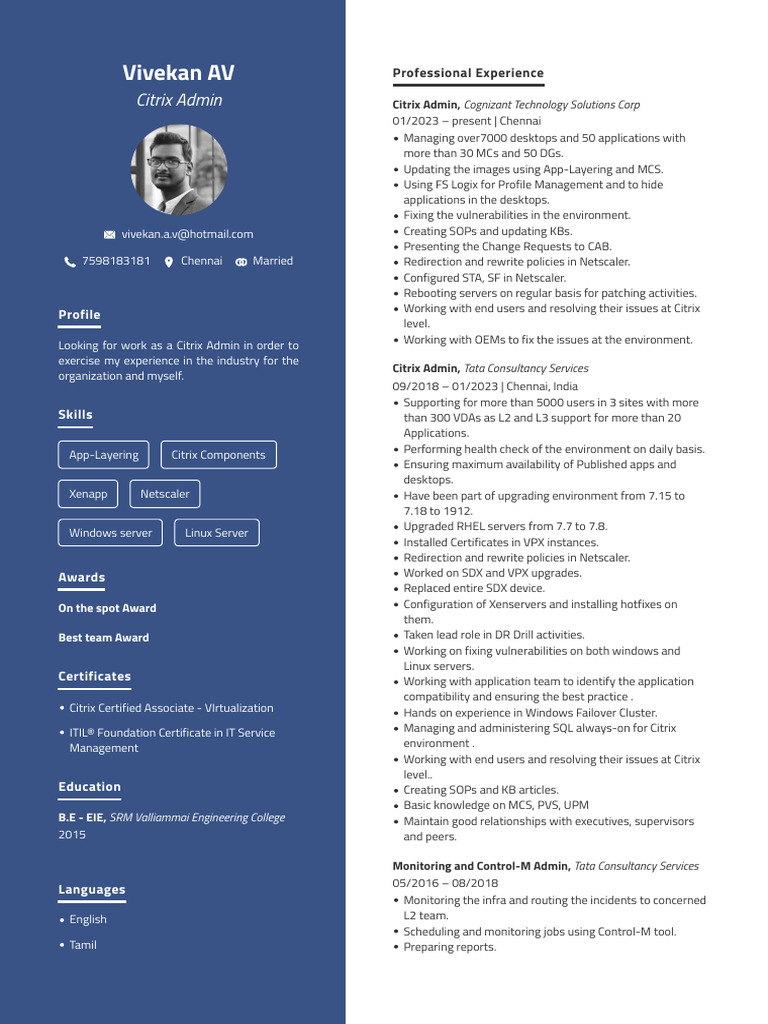 Vivekan AV-Citrix Admin - 1713164928337 - Vivekan AV | PDF | Citrix ...