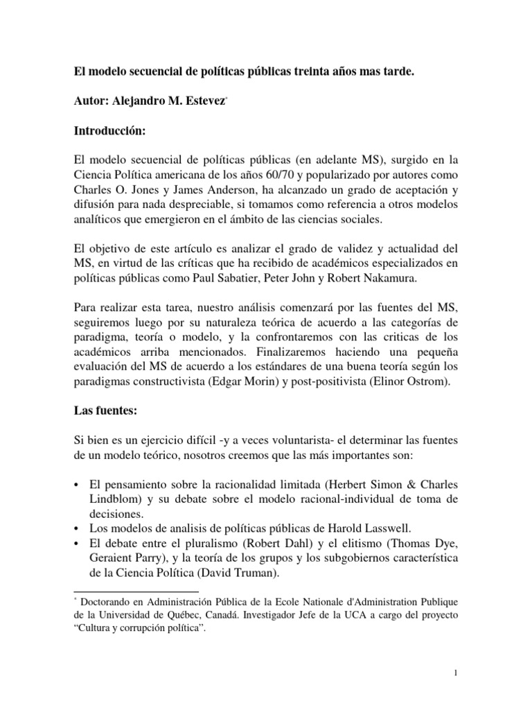Estevez Modelo Secuencial | PDF | Teoría | Racionalidad