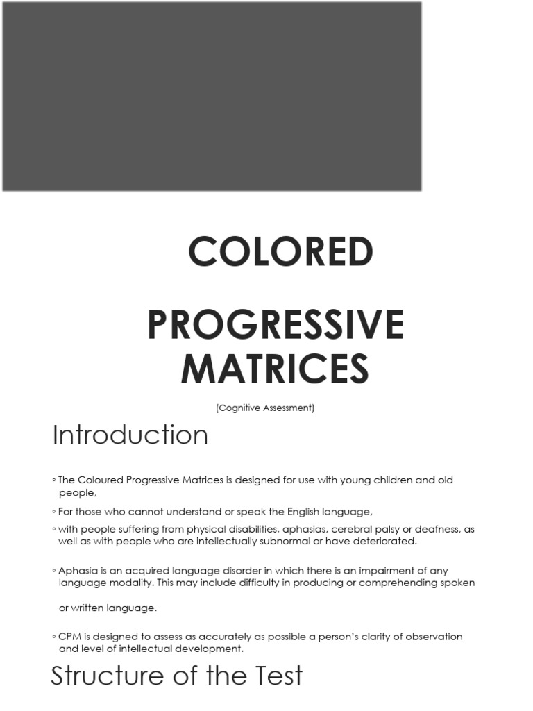 Coloured Progressive Matrices Overview | PDF | Career & Growth | Self ...