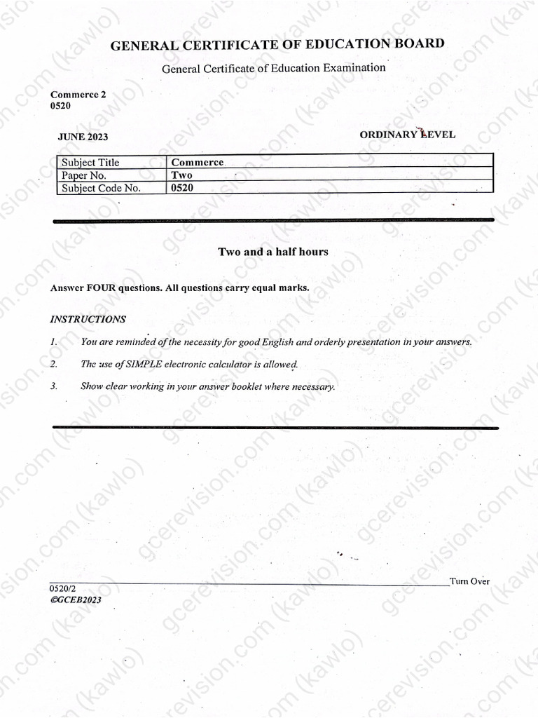 Ol 2023 Commerce 2 | PDF