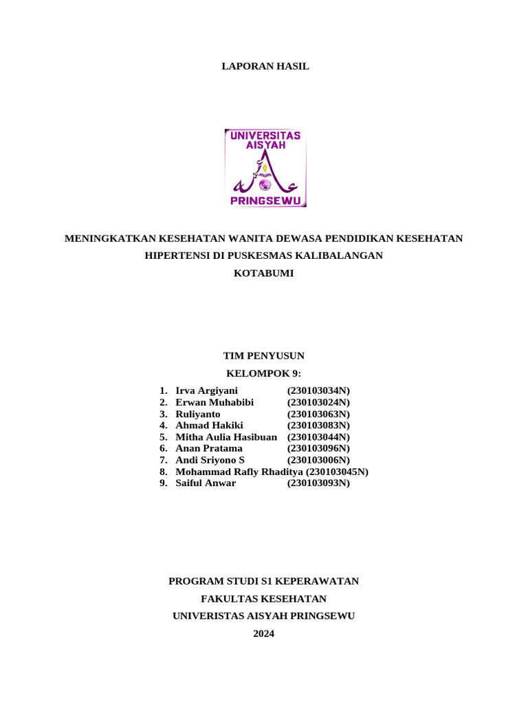 Kasus 2 Laporan Pengabdian Masyarakat Kelompok 9 | PDF | Kesehatan Holistik