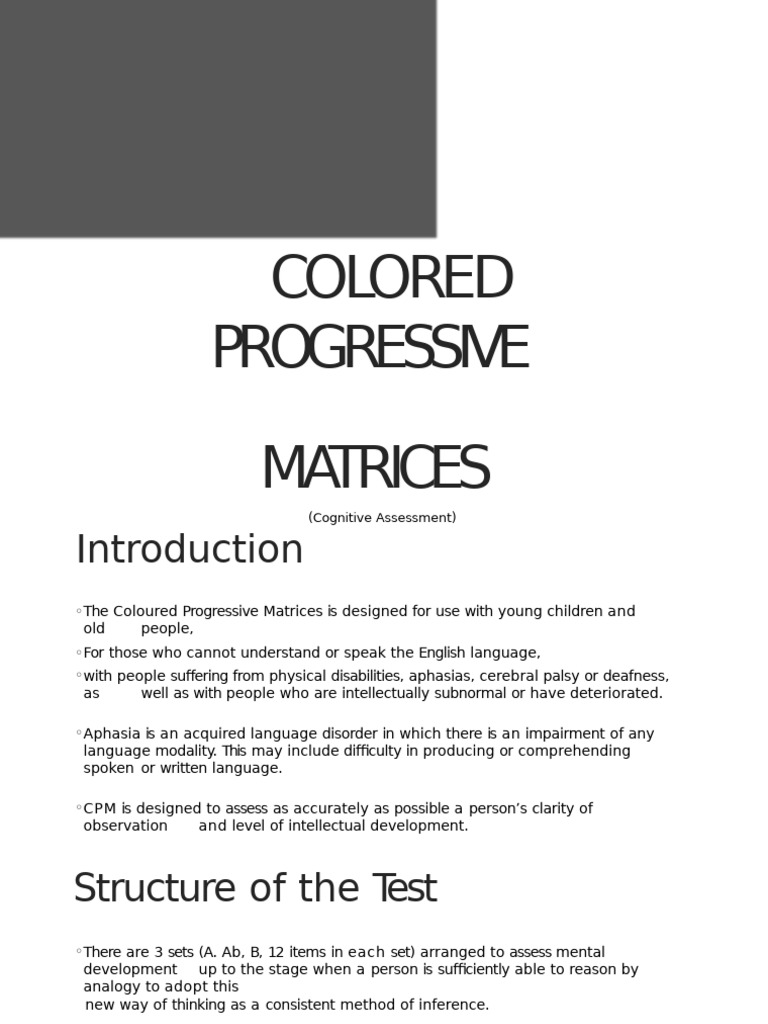 COLORED PROGRESSIVE MATRICES (2) (1) .pptx-2 | PDF | Wellness