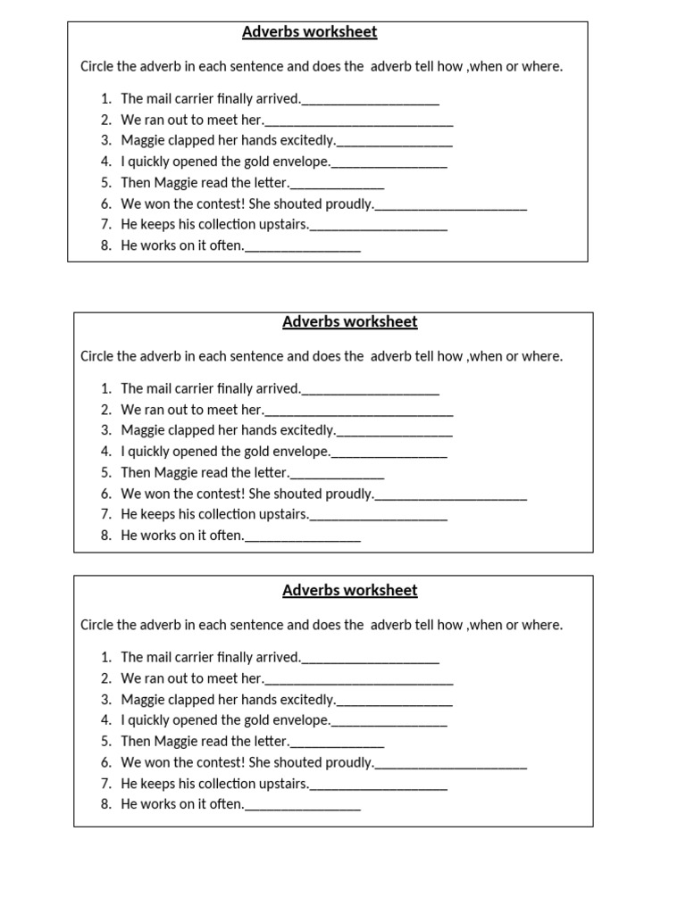 Adverbs Worksheet | PDF