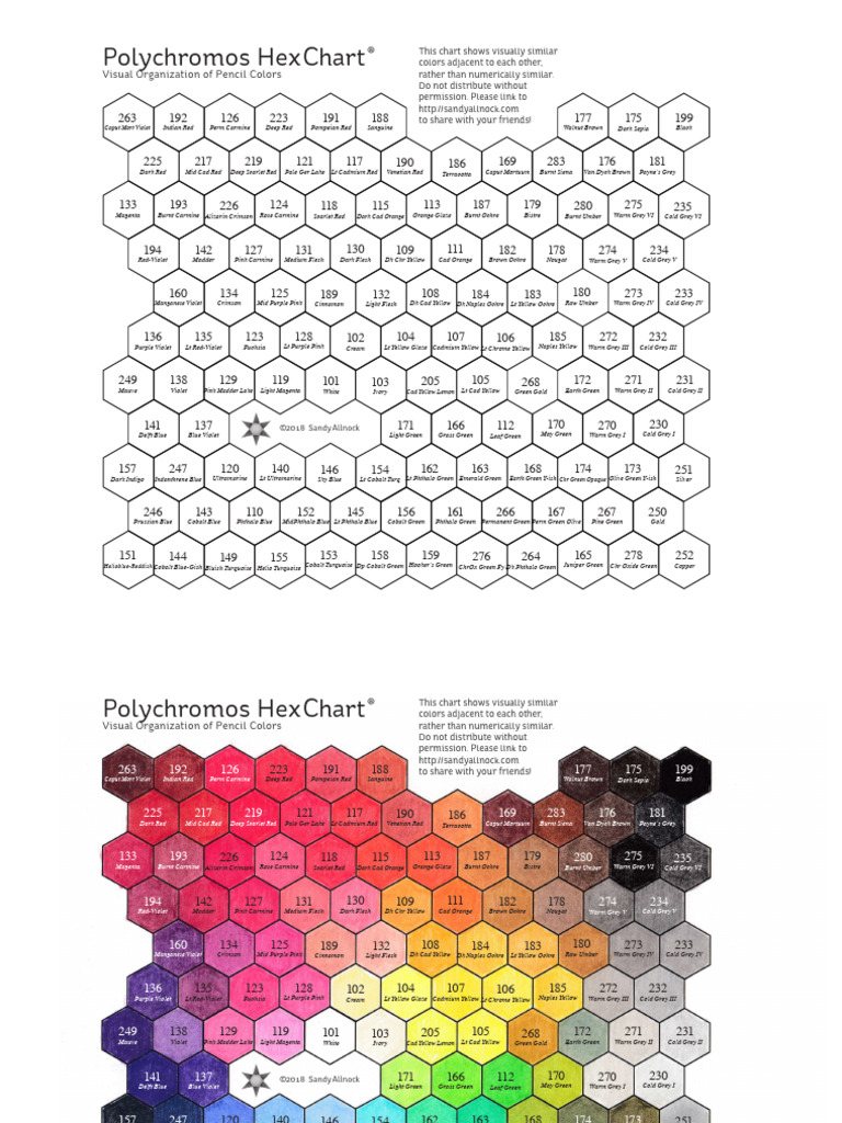 ©2018 Sandy Allnock Polychromos Hex Chart | PDF | Green | Blue
