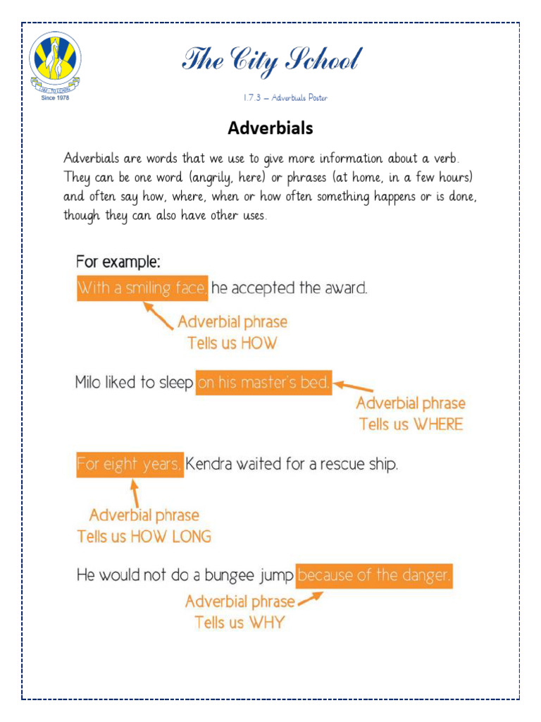 Adverbials Explained for Learners | PDF