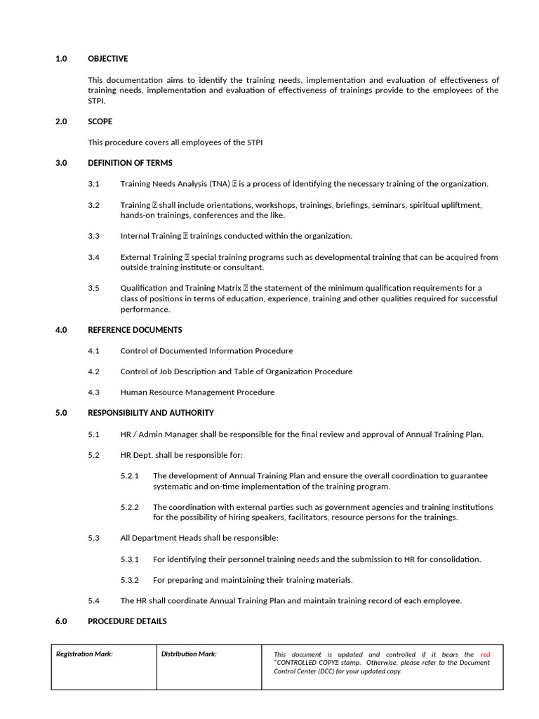 Competence, Training and Awareness Procedure | PDF | Performance ...