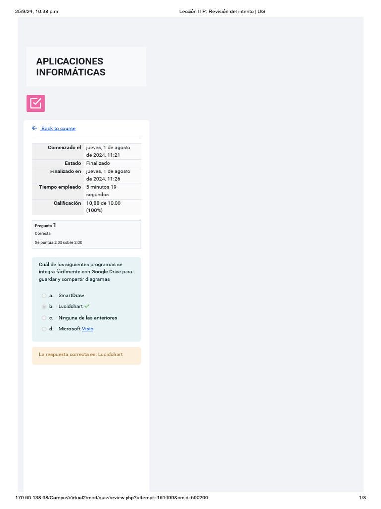Lección II P - Revisión Del Intento - UG | PDF | Microsoft | Ciencias de la Computación