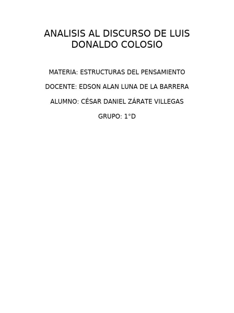 Analisis Al Discurso de Luis Donaldo Colosio | PDF | México | Democracia