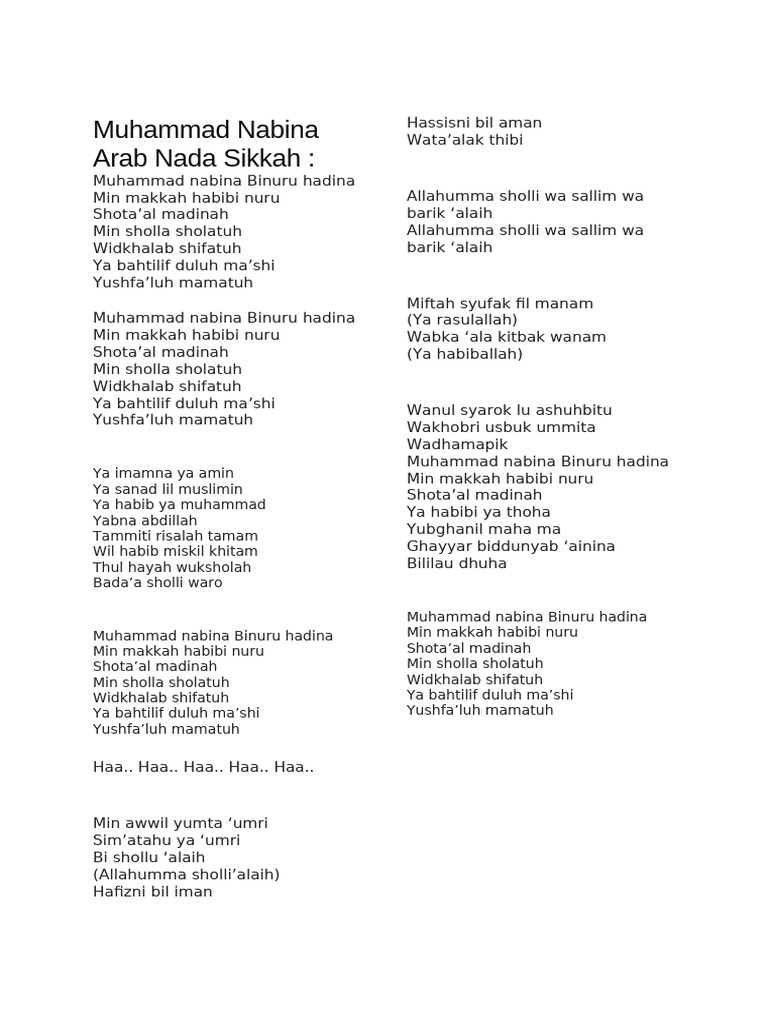 Muhammad Nabina Arab Nada Sikkah | PDF | Agama & Spiritualitas