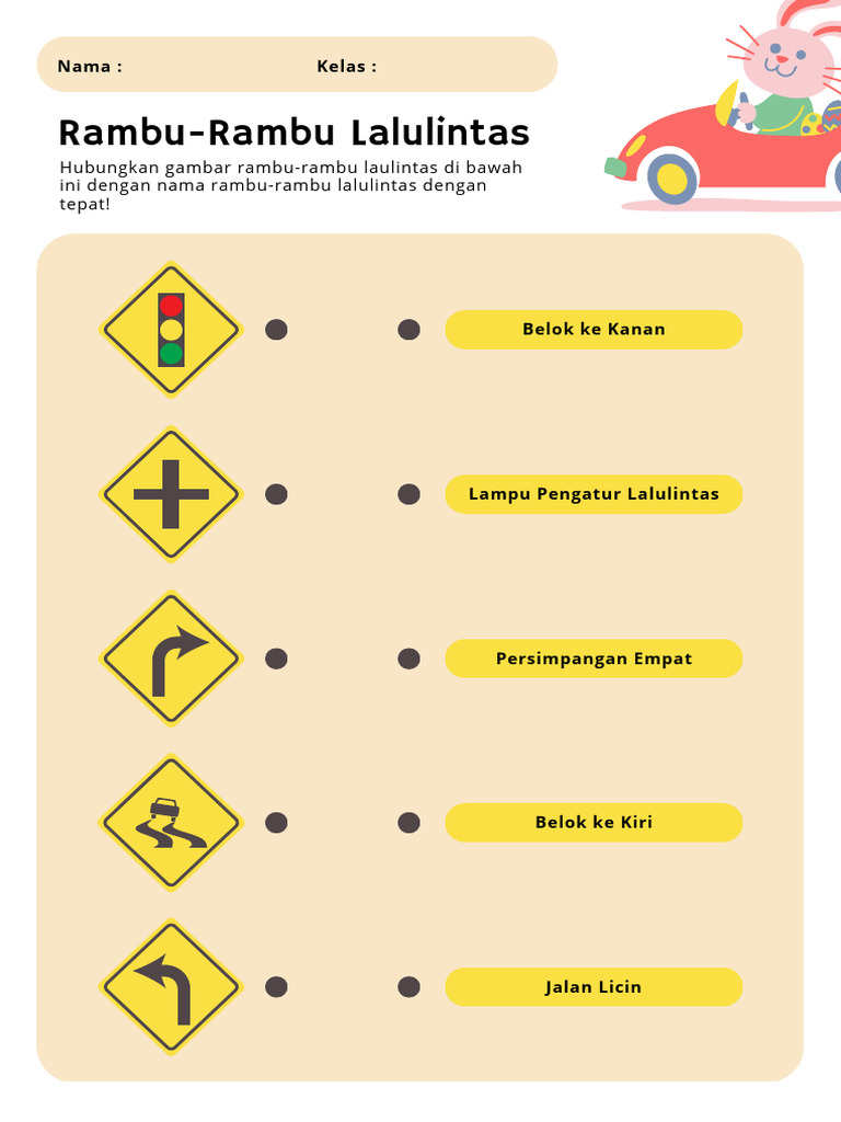 Lembar Kerja Mengenal Rambu-Rambu Lalulintas Sederhana Kuning ...