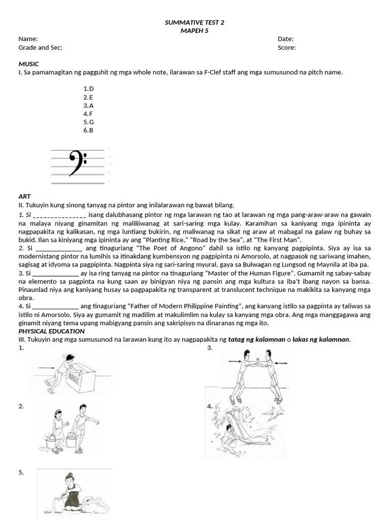 ST - Mapeh 5 - Q2 - 2 | PDF