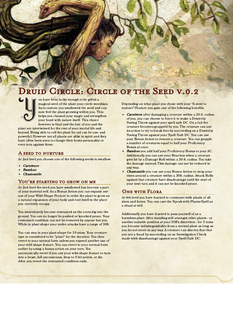 Druidic Circle - Circle of The Seed - The Homebrewery | PDF