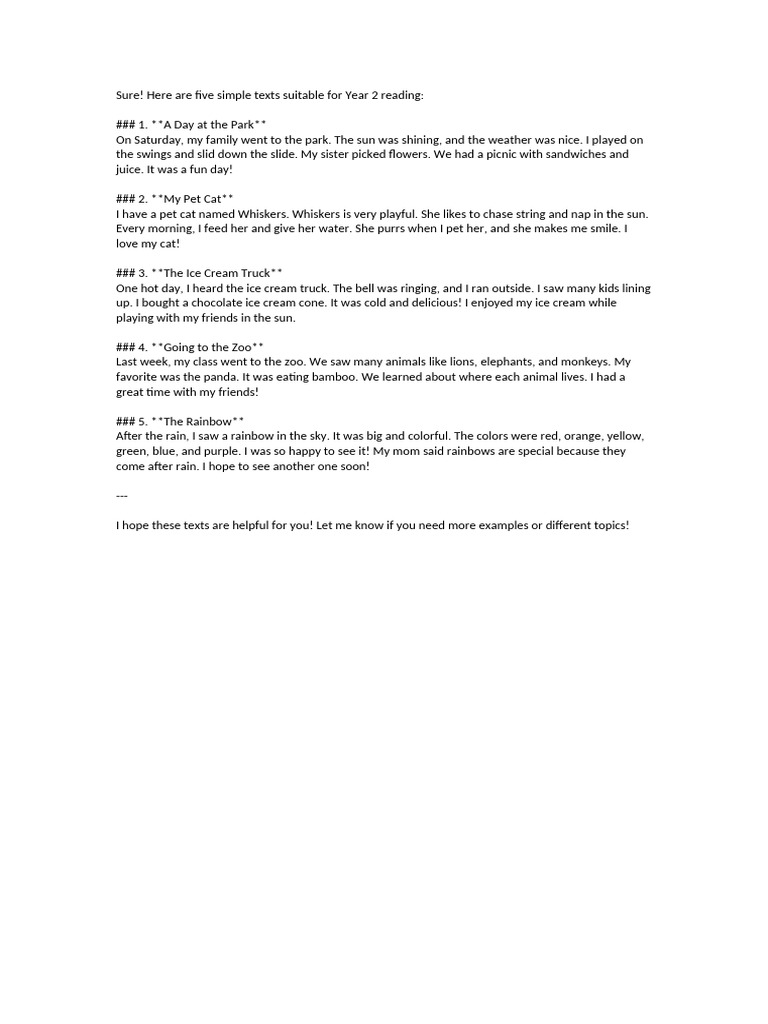 Year 2 Reading Text | PDF