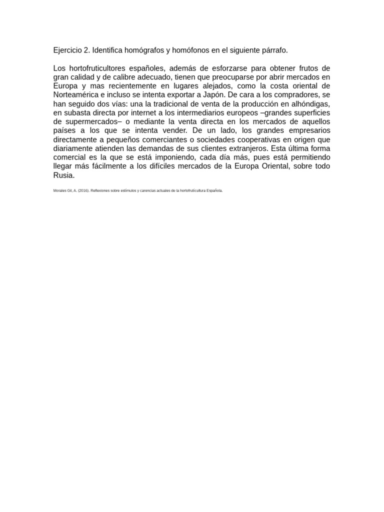 Ejercicio 2. Homófonos y Homógrafos | PDF