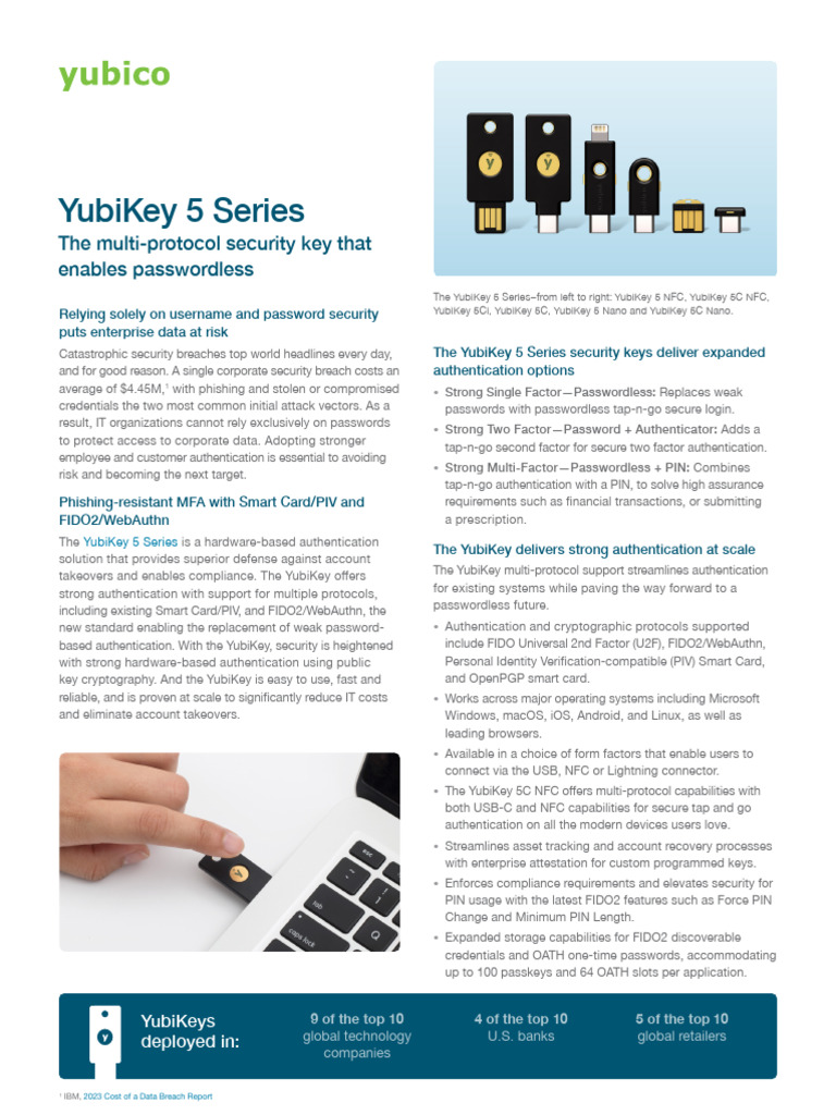 YubiKey 5 Series Product Brief | PDF | Security | Computer Security