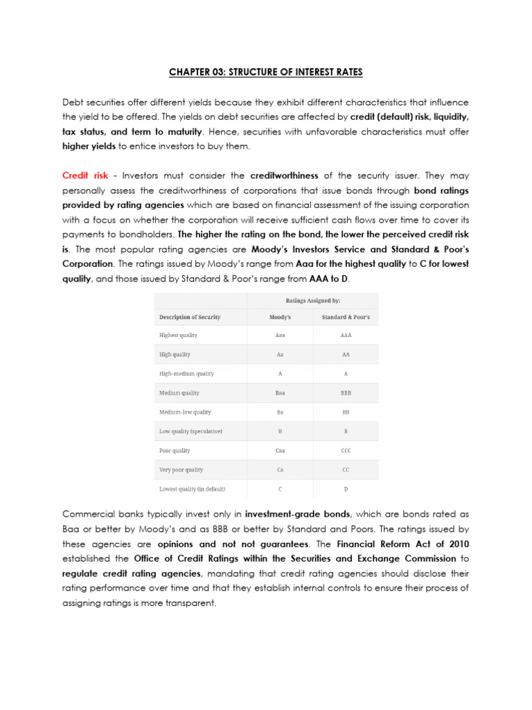 Structure of Interest Rates | PDF | Interest | Yield Curve
