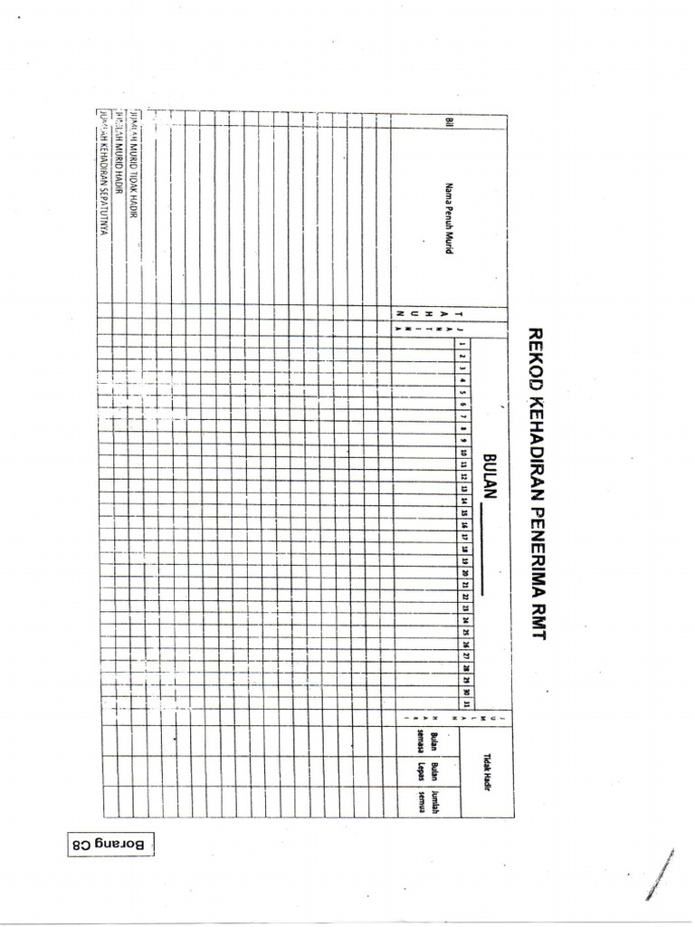 Borang Rekod Kehadiran RMT | PDF