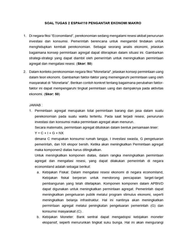 Tugas 2 Eko Makro | PDF | Pengelolaan Keuangan & Uang | Politik