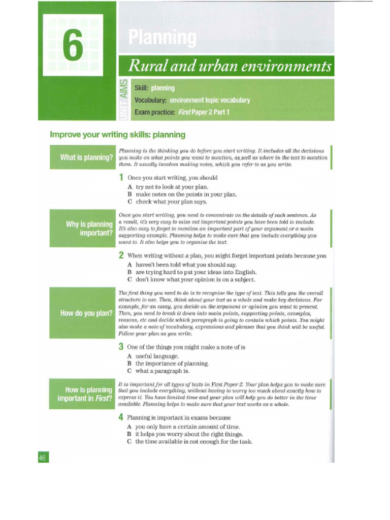 Improve - Your - Skills - Writing - For - First, Unit 6, Planning | PDF