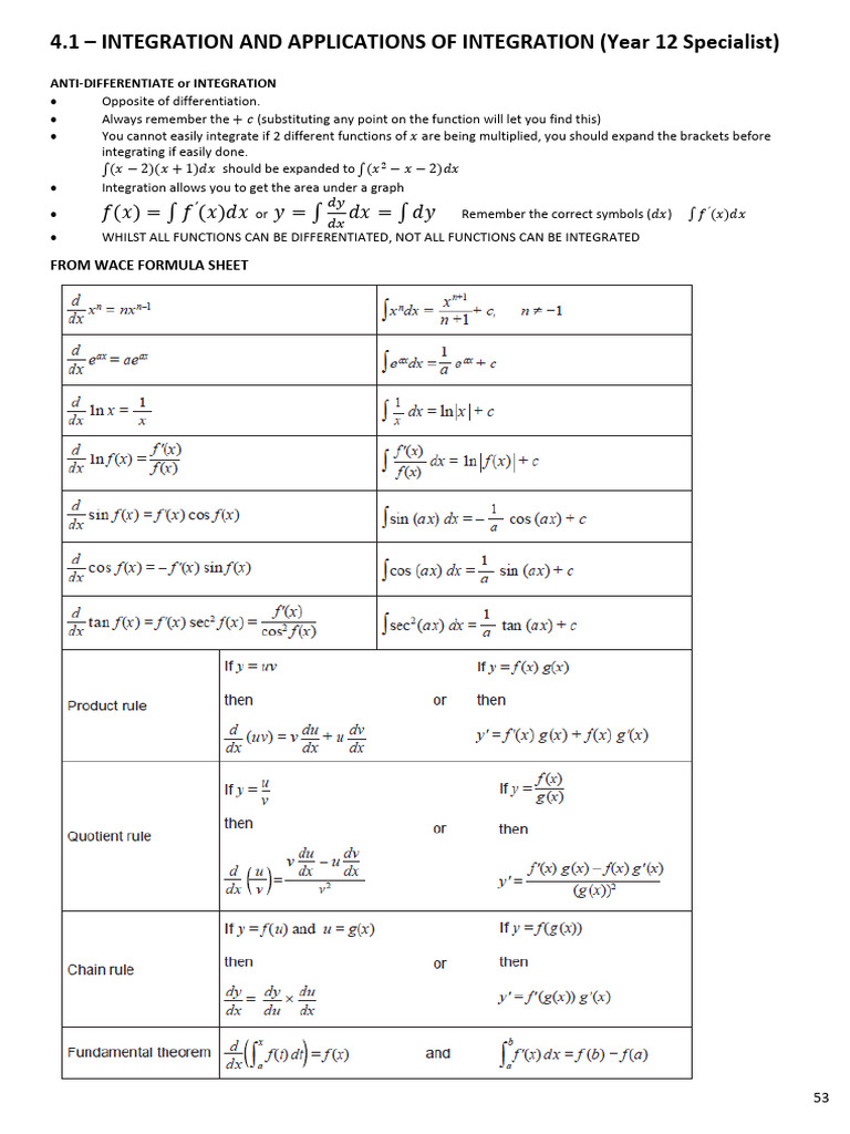 4.1 - Integration and Applications of Integration | PDF | Acceleration | Velocity