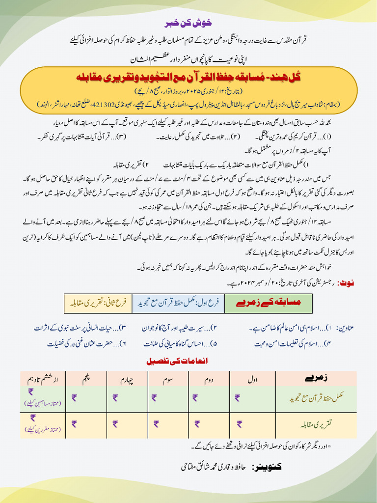 Musabaqa Quran & Taqreer 2025-1 | PDF