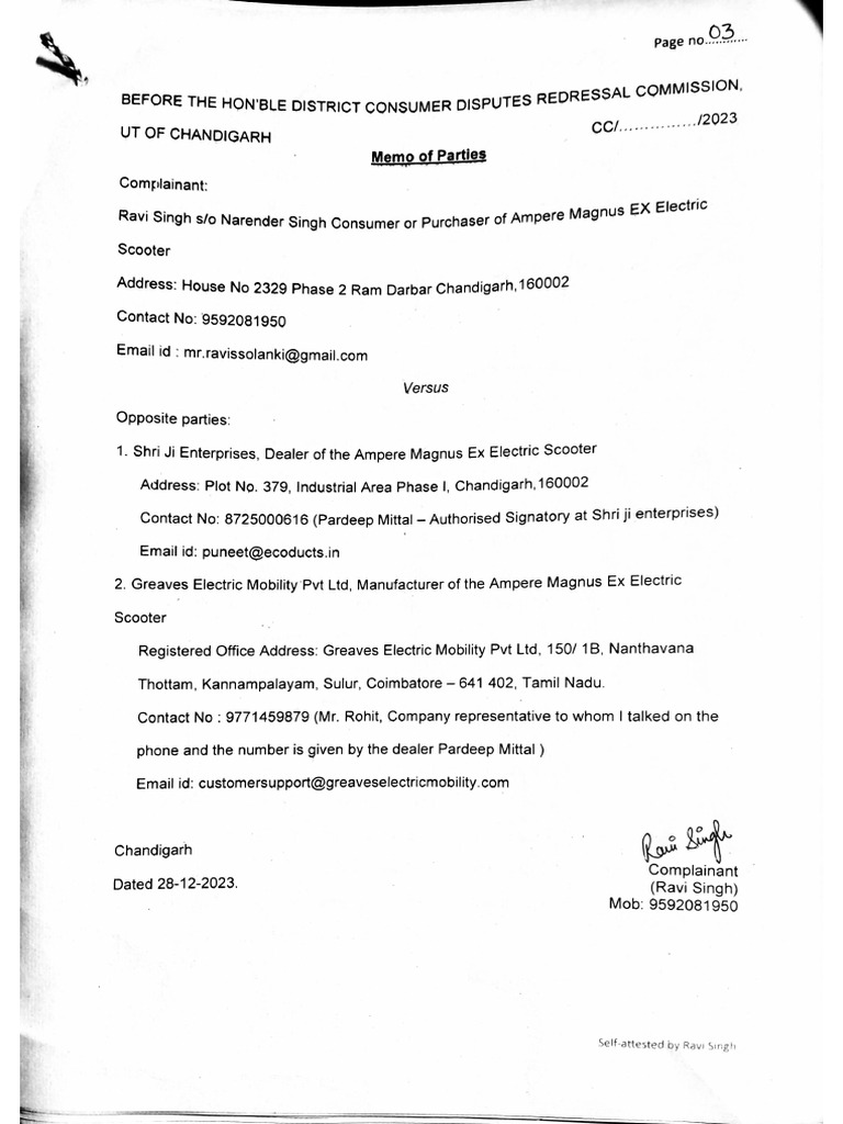 Memo of Parties | PDF