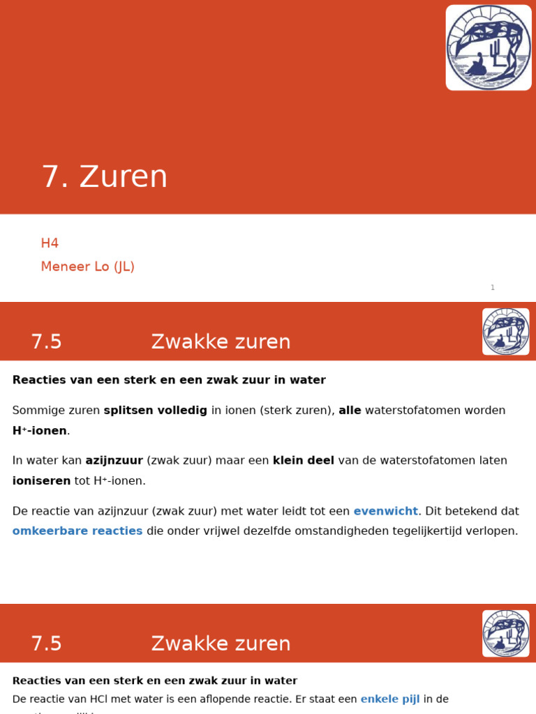 7.5 Zwakke Zuren | PDF
