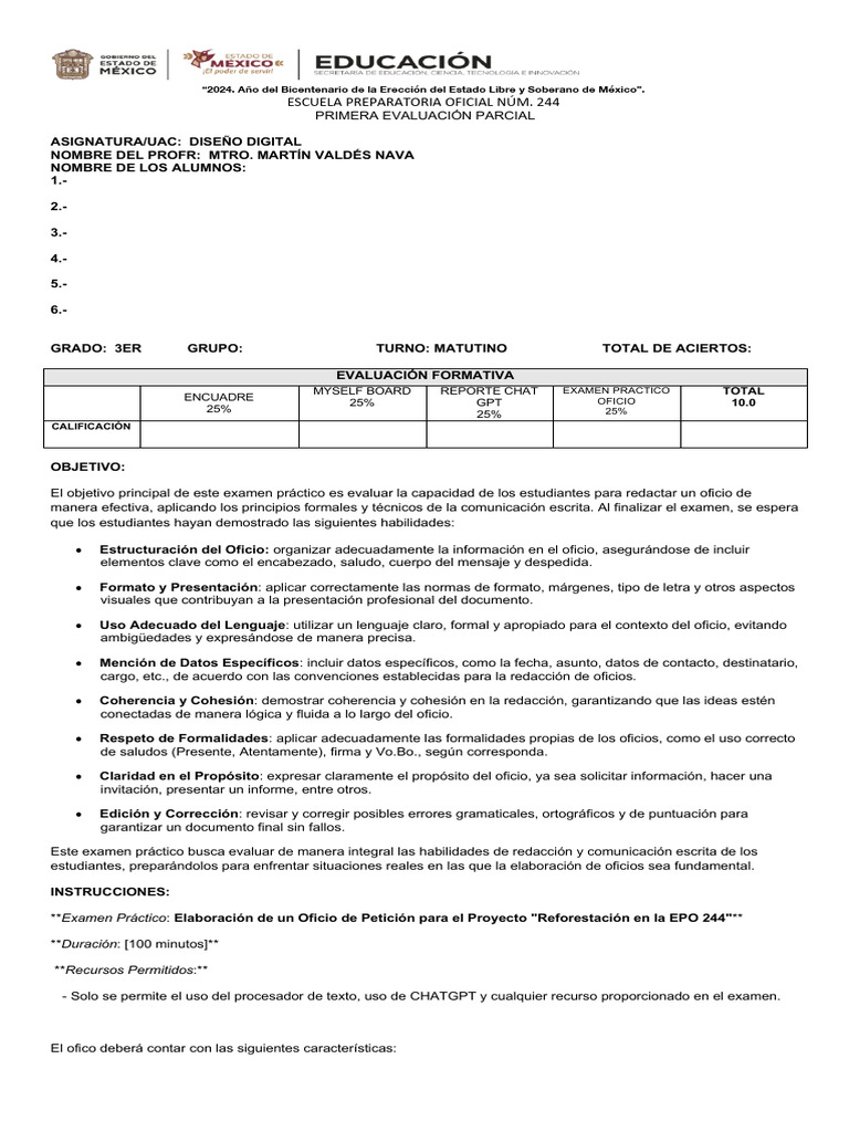 Formato de Examen | PDF