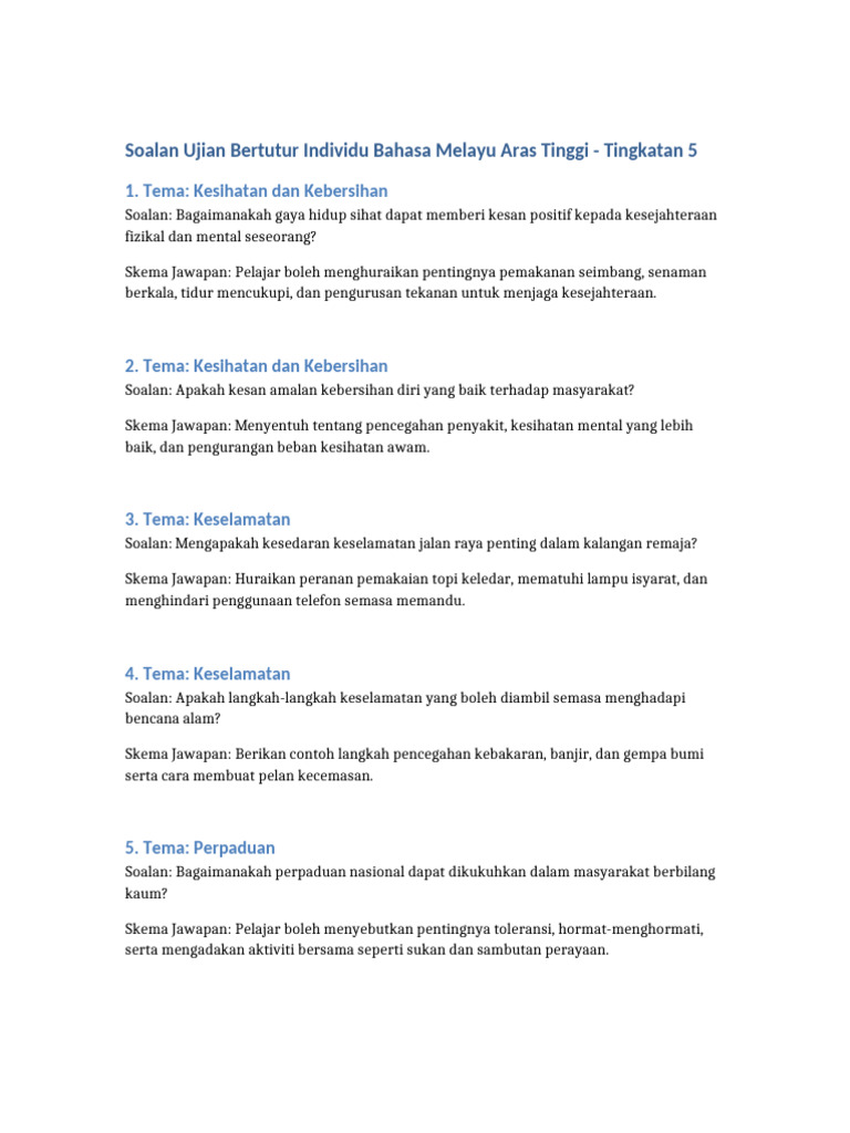 Soalan_Ujian_Bertutur_Individu_Bahasa_Melayu_Aras_Tinggi_ | PDF