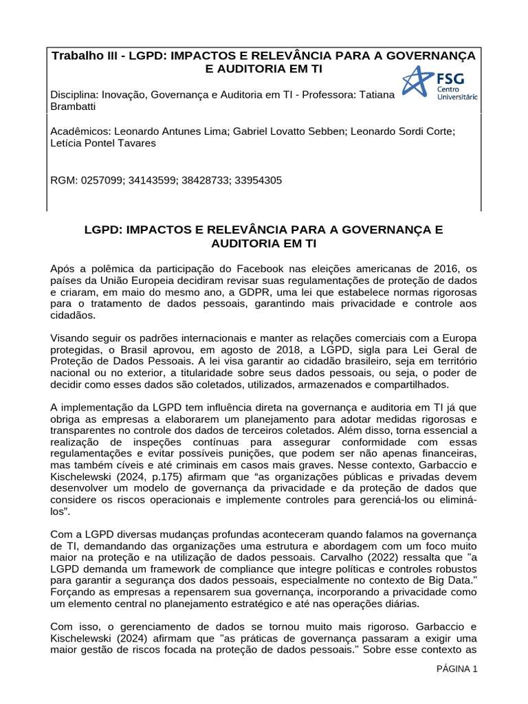 LGPD: Impactos na Governança de TI | PDF | Governança | Tecnologia da ...