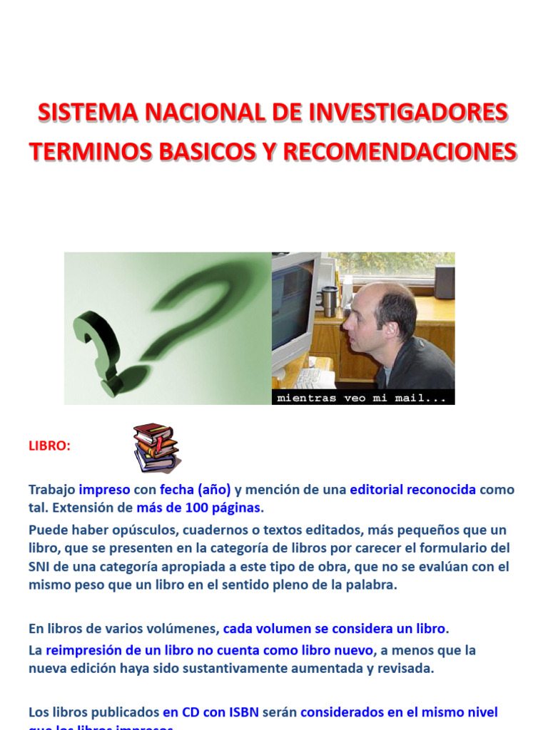 Sistema Nacional de Investigadores-Términos Básicos y Recomendaciones ...