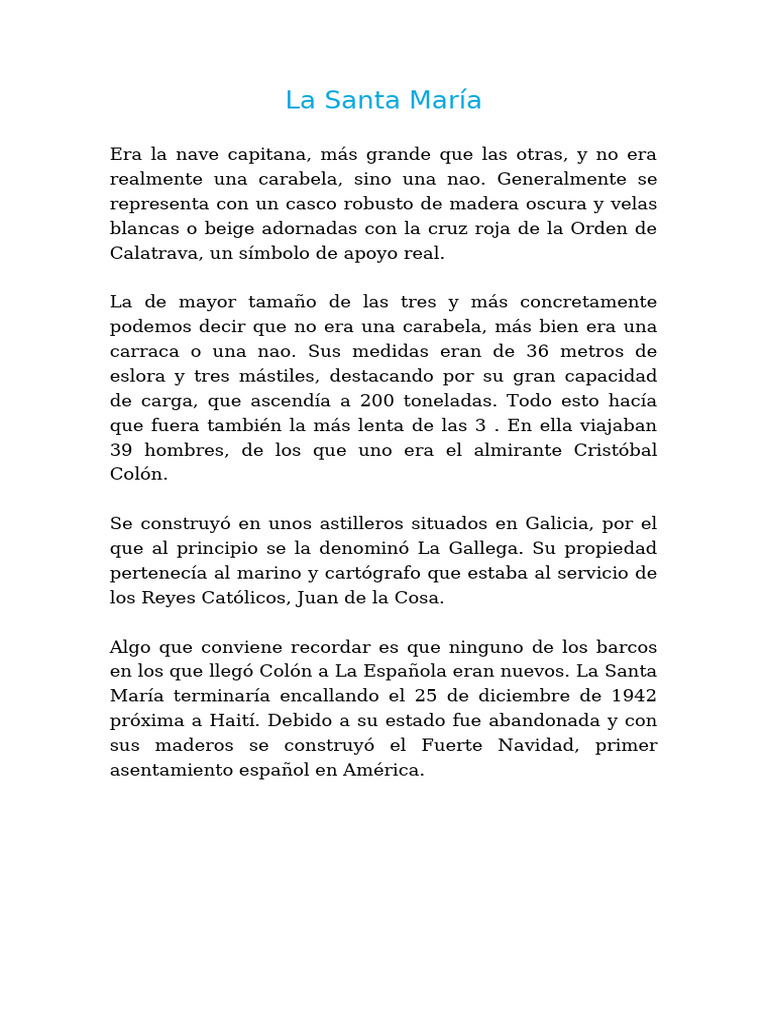 La Niña La Pinta La Santa Maria | PDF | Transporte de agua | Buques