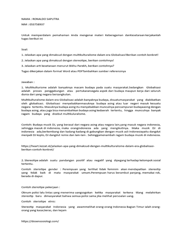 Tugas 2 Sosial Dan Budaya Dasar | PDF