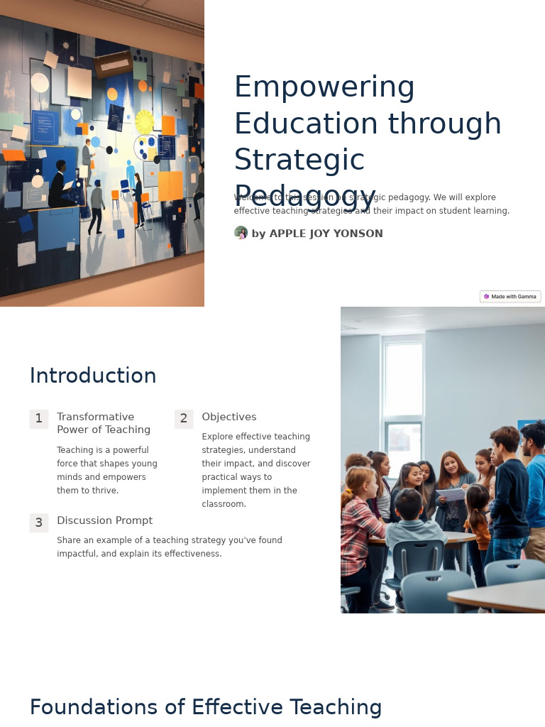 Empowering Education Through Strategic Pedagogy | PDF | Pedagogy | Learning