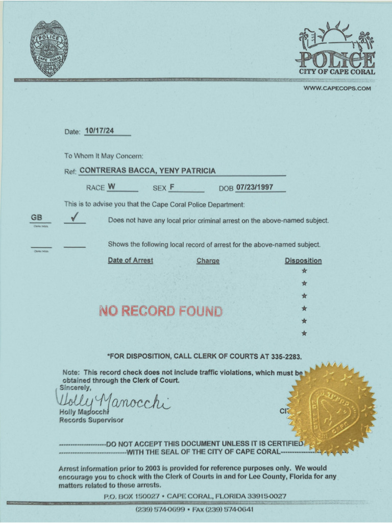 Police Record, Yeny | PDF